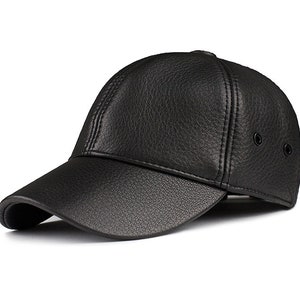 Solid Color Leather Baseball Cap - Etsy