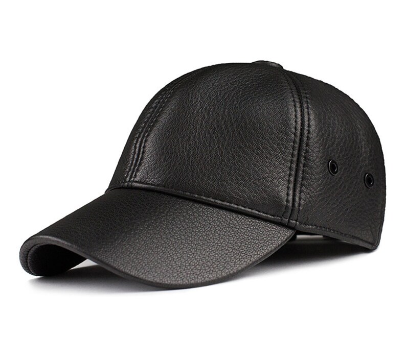 Solid Color Leather Baseball Cap - Etsy