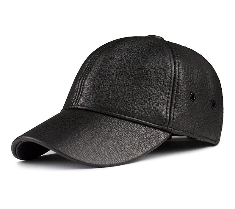Solid Color Leather Baseball Cap - Etsy
