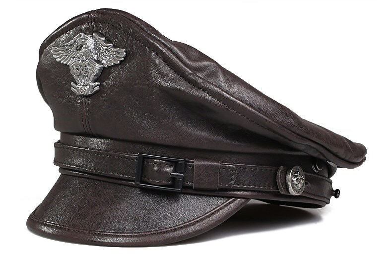 Retro Military Caps for Men Women Genuine Leather Flat Top - Etsy