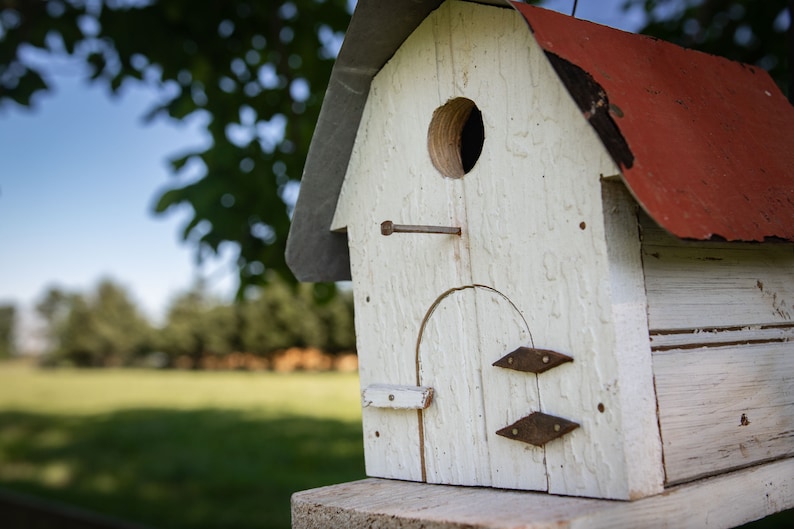 Hanging Barn Birdhouse | Rustic Reclaimed Wood, Wren House - Etsy