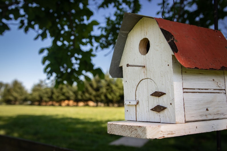 Hanging Barn Birdhouse | Rustic Reclaimed Wood, Wren House - Etsy