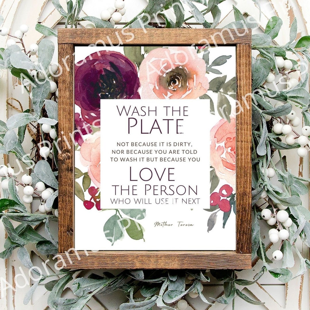 Wash the Plate Printable, MOTHER TERESA Wash the Plate Digital Print ...