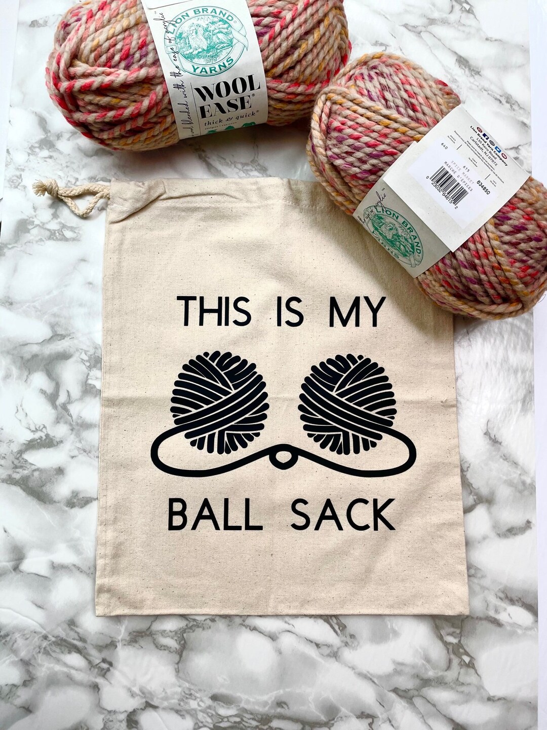 Knitting Bag - Ball Sack, Knitting Project Bag, Cotton Bag, Funny Gift ...
