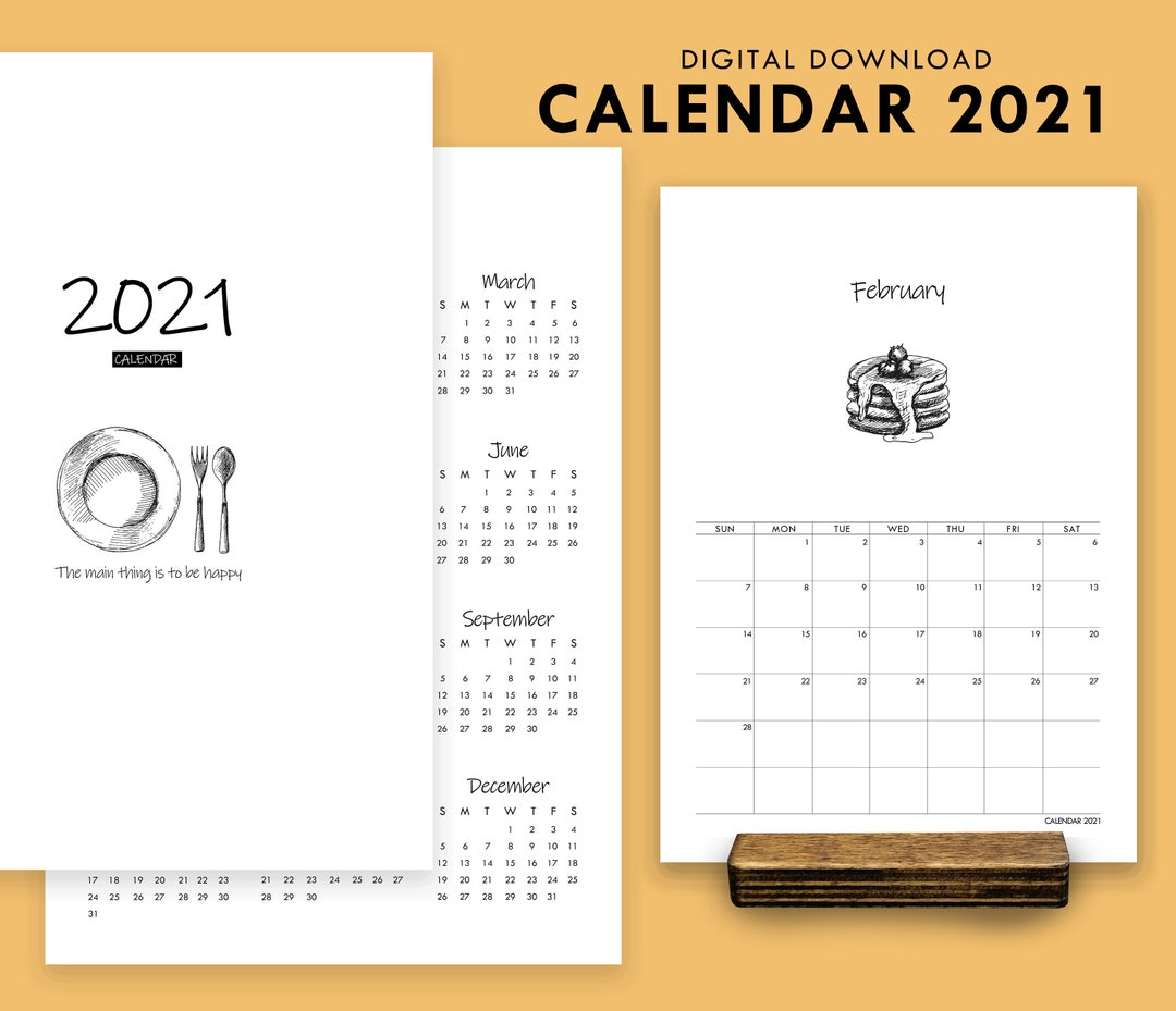 Printable Calendar, Calendar 2021, Monthly Calendar, Desk Calendar ...