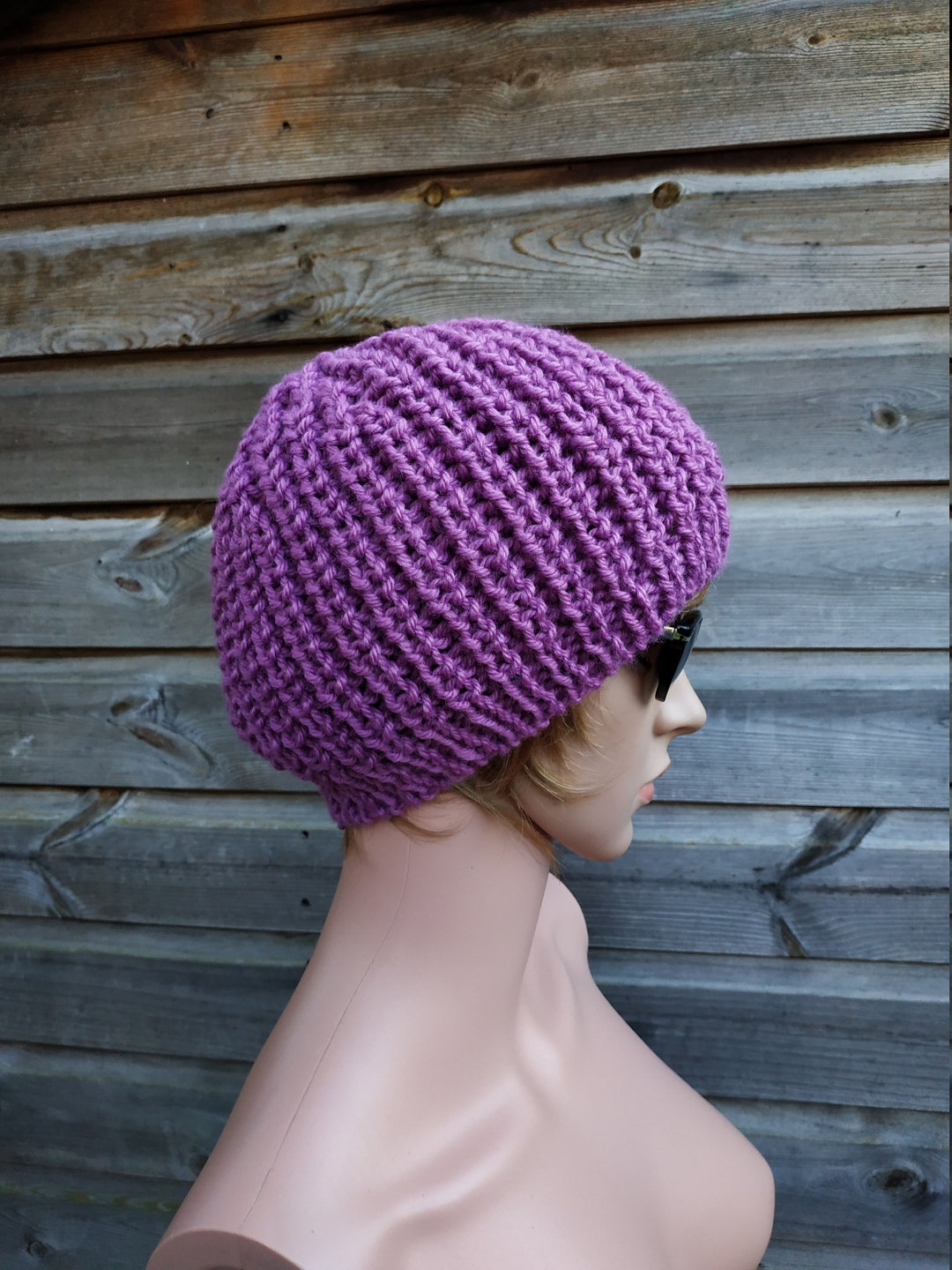 Lilac Hand Knit Pure Ultra Soft Merino Wool Hat, Women Beanie Hat ...