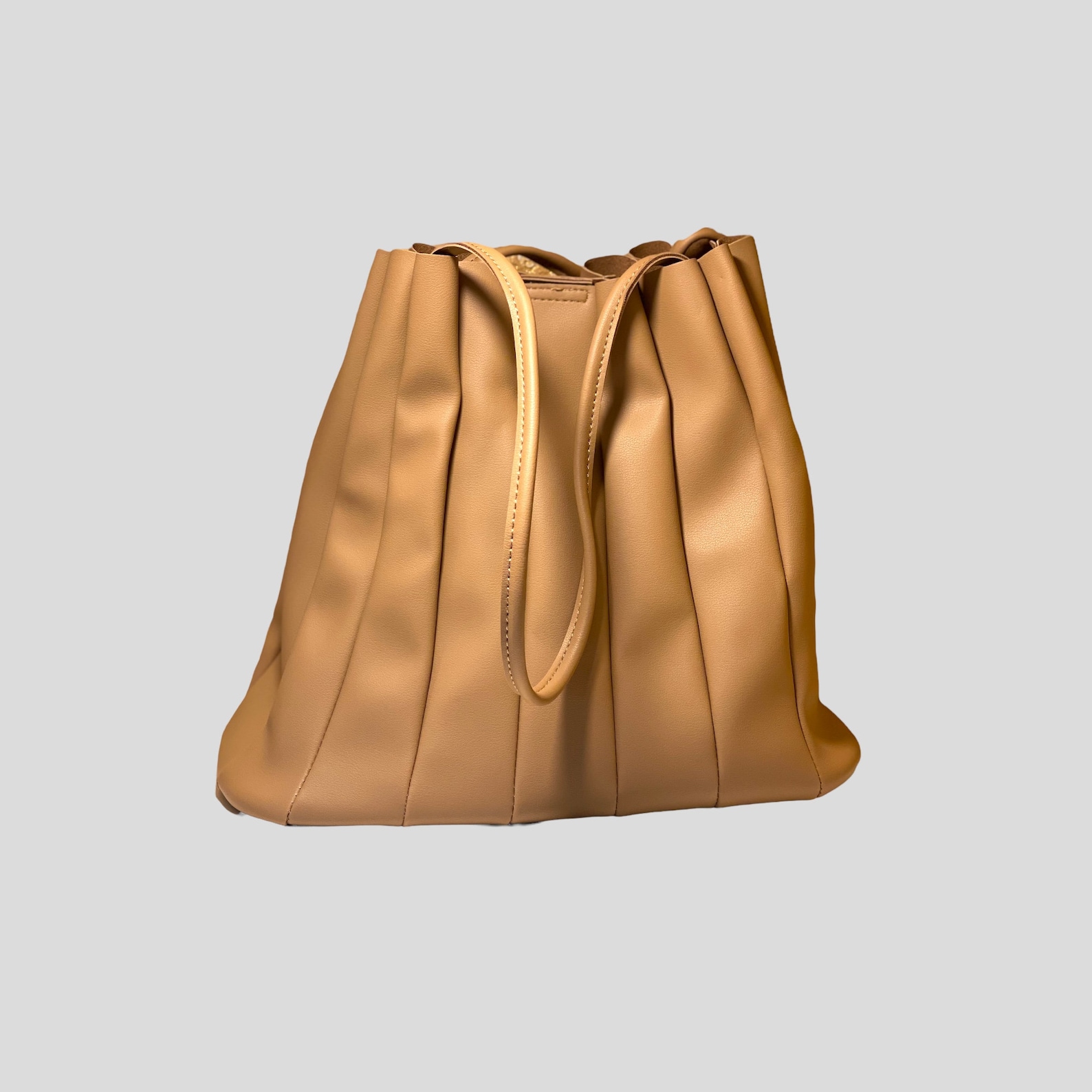 Pleated Leather Bucket Bag, Everyday Handbag, Quilted Purse, Leather ...