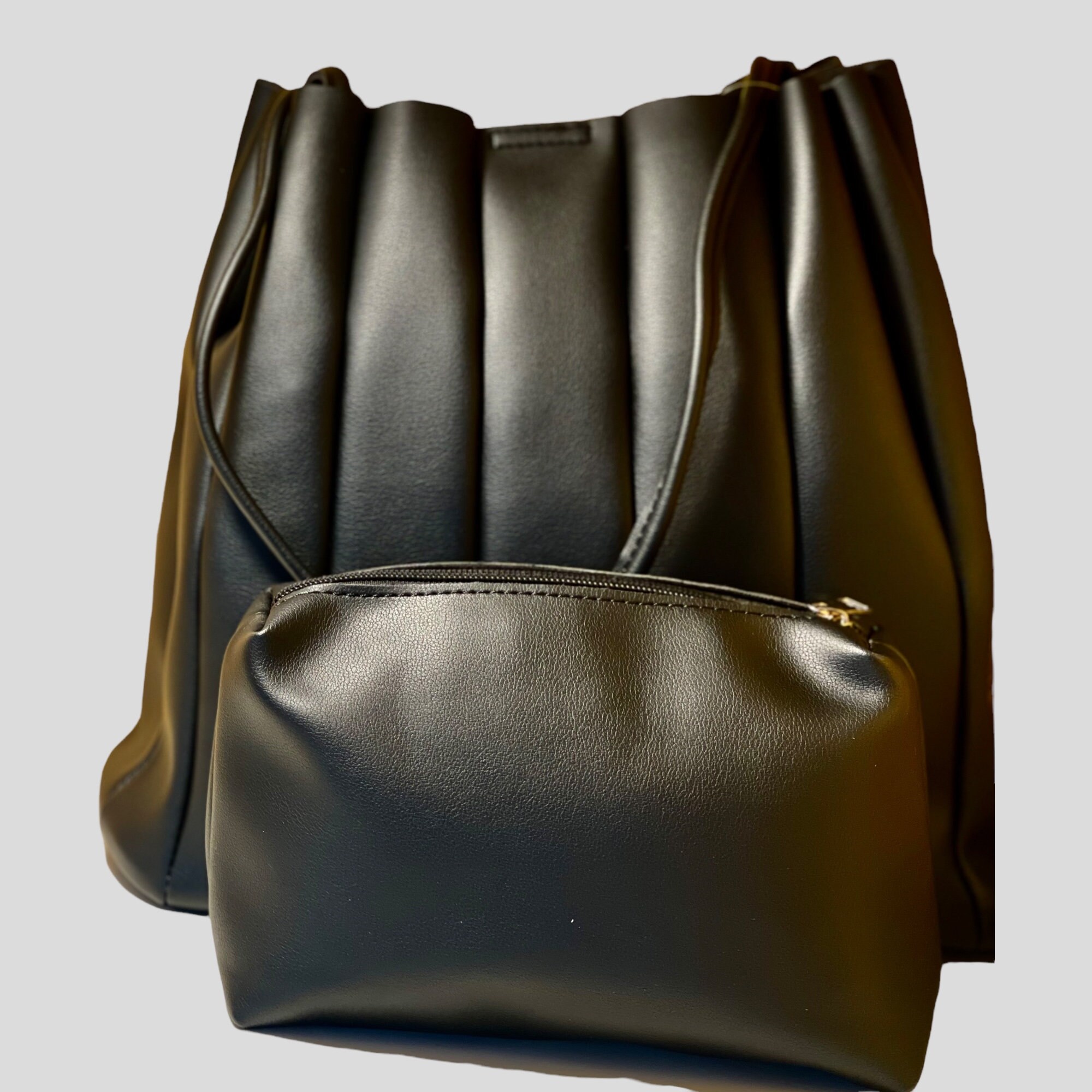 Pleated Leather Bucket Bag, Everyday Handbag, Quilted Purse, Leather ...