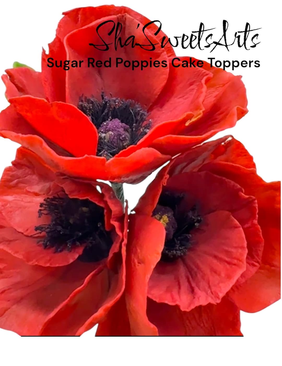 Gum Paste Poppy Flower: Edible Cake Topper, Wedding Cake Decoration - Etsy