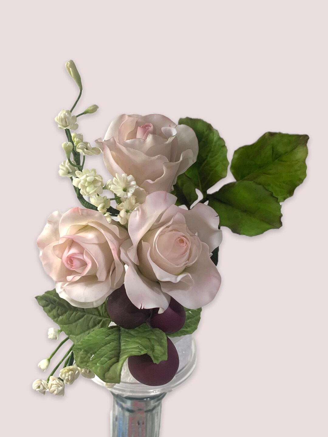 Edible Cake Topper Arrangement, Roses Cake Topper, Gumepaste or ...