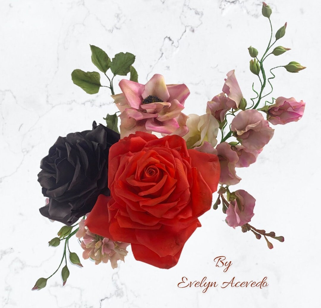 Edible Sugar Flower Cake Topper: Roses, Sweet Peas, Flexible Paste - Etsy