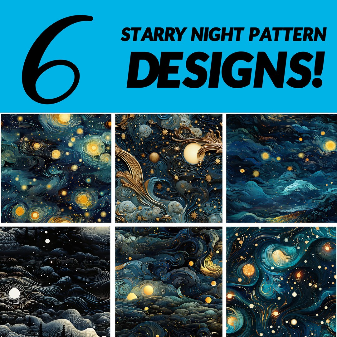Magical Starry Night Patterns: Set of 6 Handcrafted Designs for DIY ...
