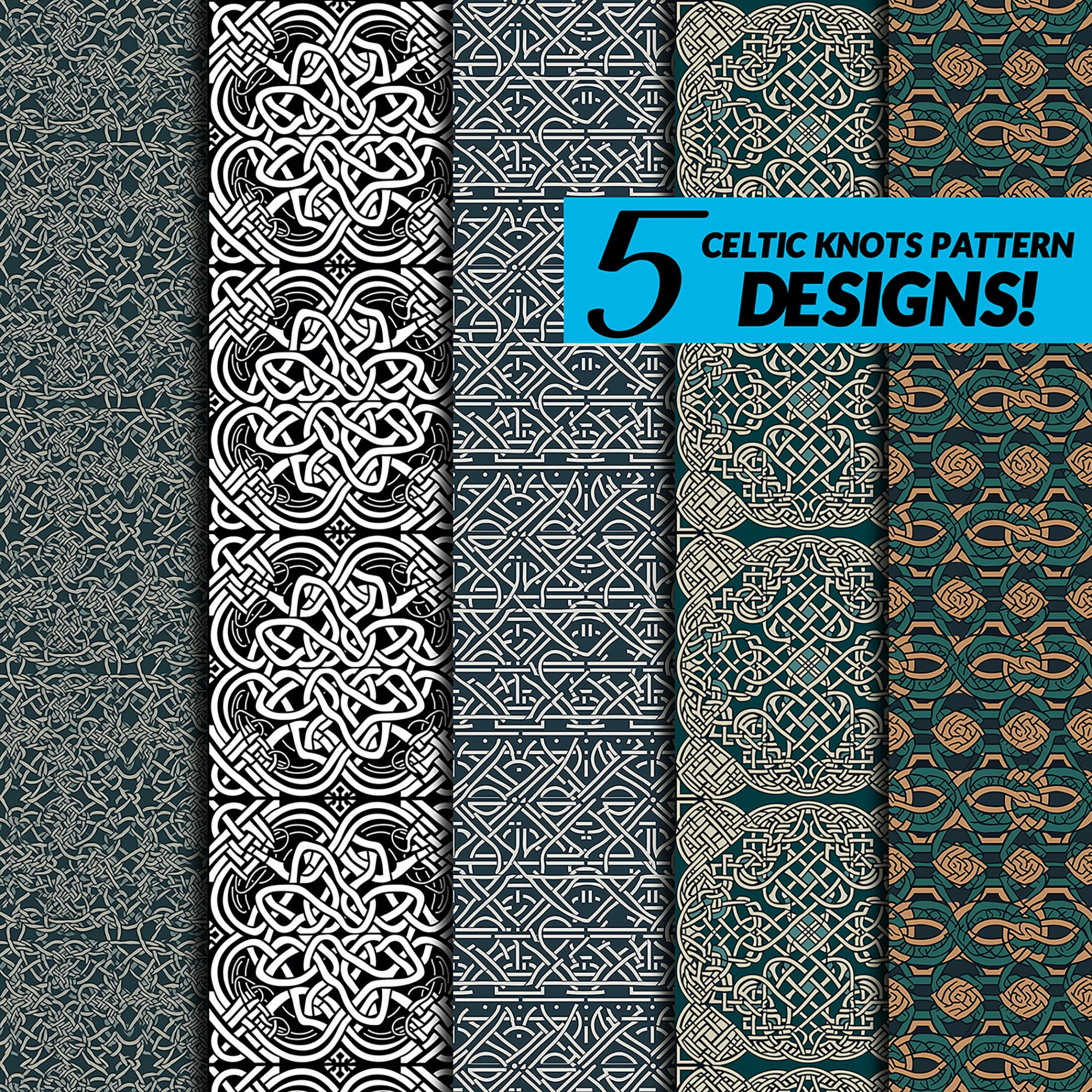 Discover 5 Exquisite Celtic Knot Patterns in High-resolution 300dpi for ...