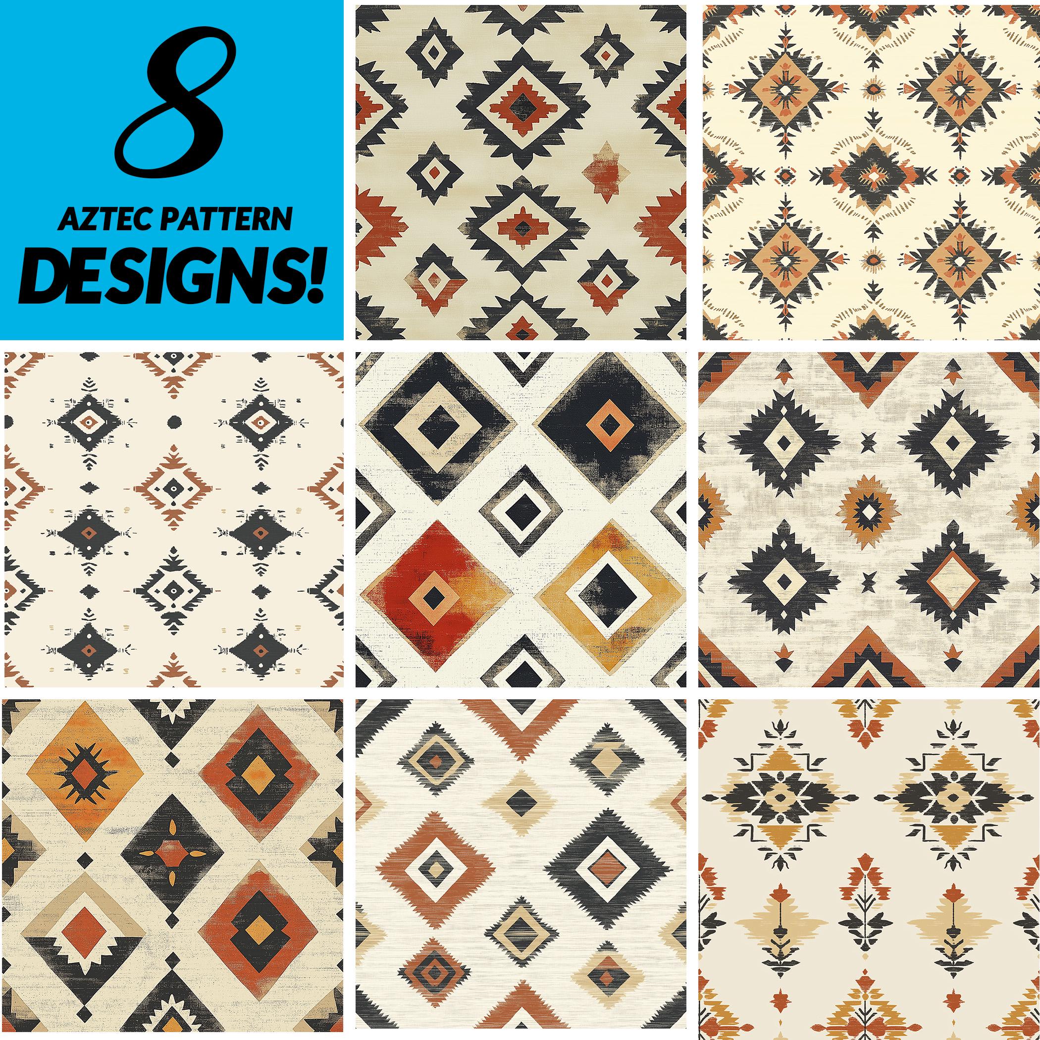 8 Simple Aztec Pattern Digital Download | 14x14 Inches | 300 DPI - Etsy