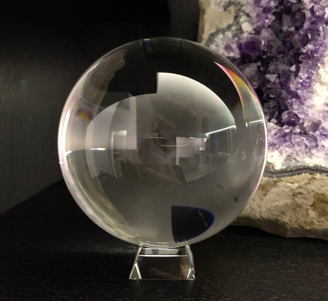 100mm Large Crystal Ball Gazing Sphere and Stand, Halloween Crystal ...