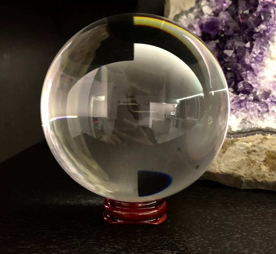 LARGE Crystal Ball 100mm and Stand, Gazing Sphere for Fortune Telling ...