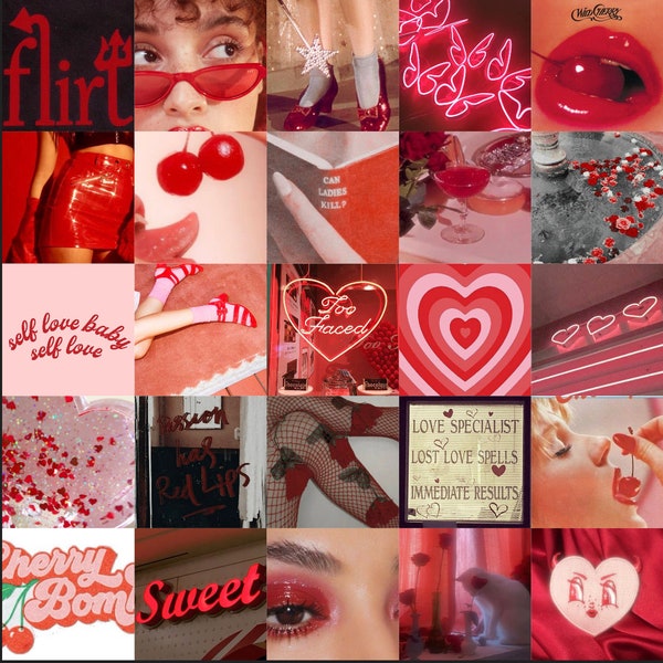 Red Wall Collage Kit - Etsy