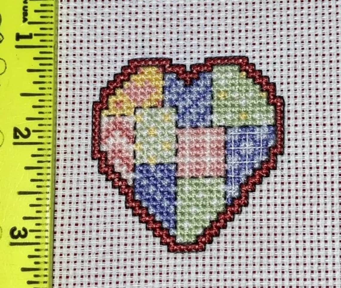 Completed Cross Stitch Country Patch HEART for Scrap Booking/diy ...