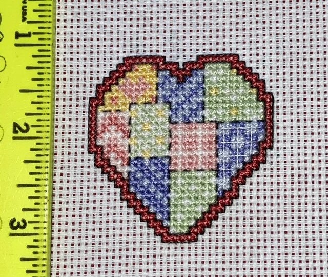 Completed Cross Stitch Country Patch HEART for Scrap Booking/diy ...