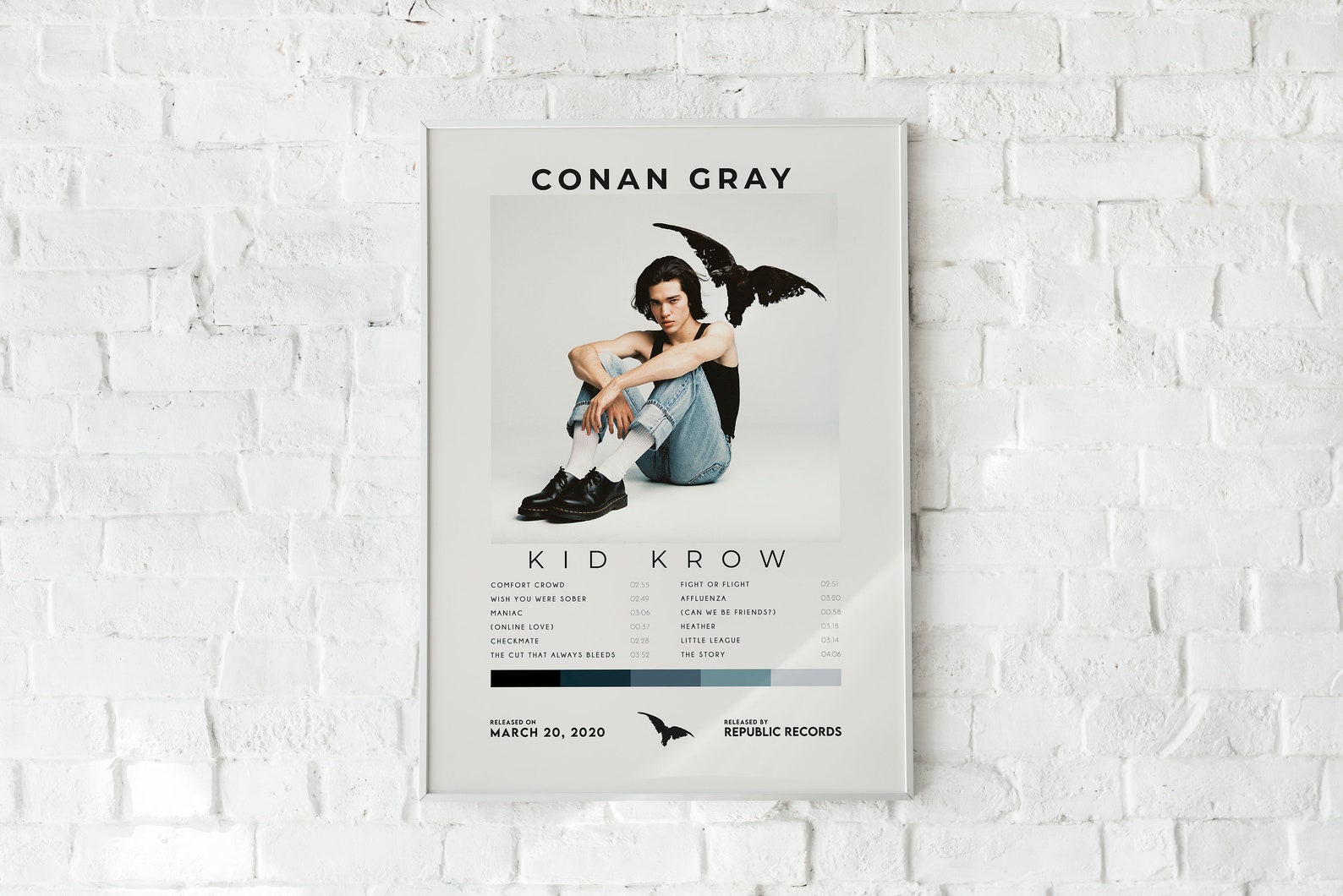 Conan Gray Poster Kid Krow Album Cover Tracklist Digital Print | Etsy
