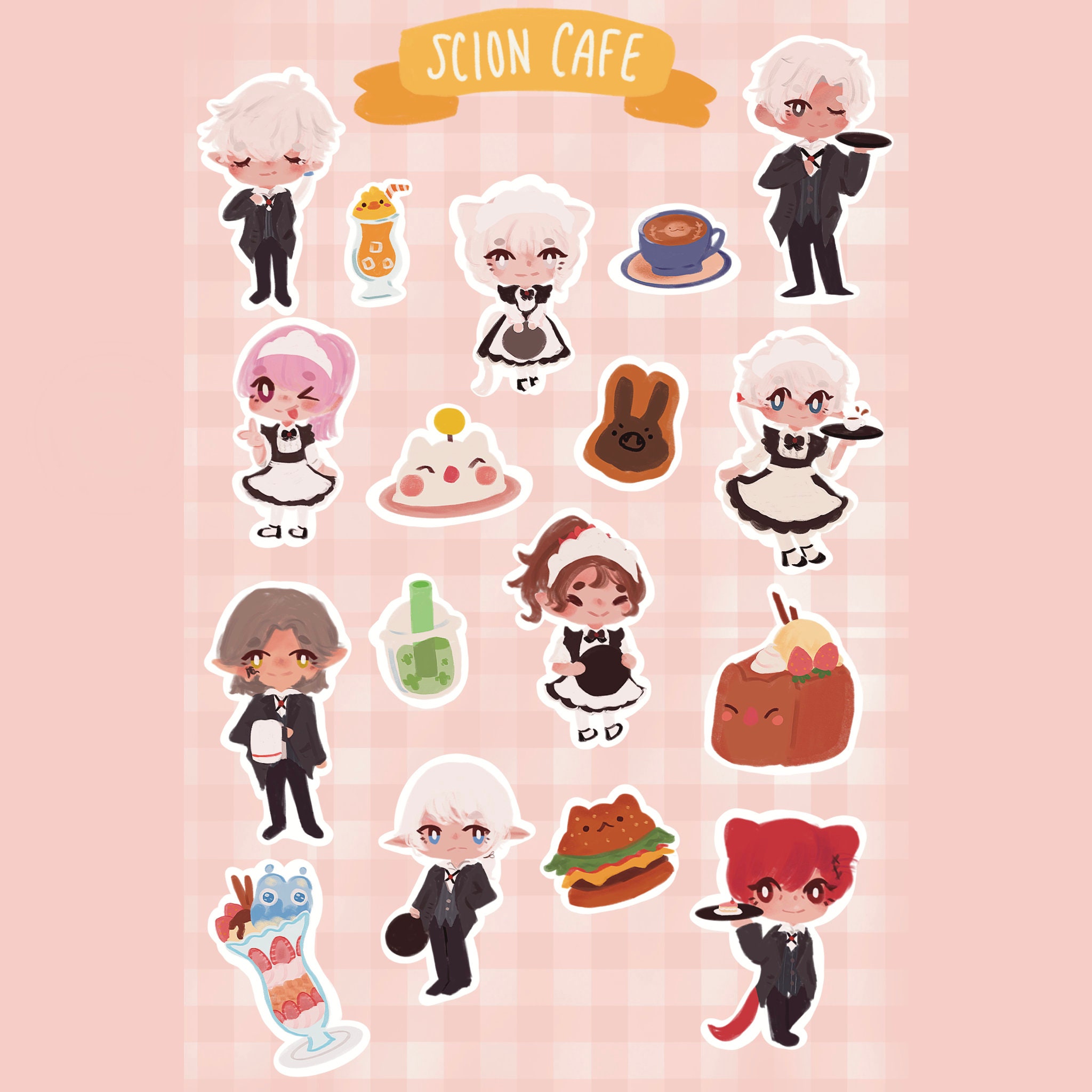 FFXIV Scion Cafe Sticker Sheet | Final Fantasy 14 NPC Sticker Sheet ...