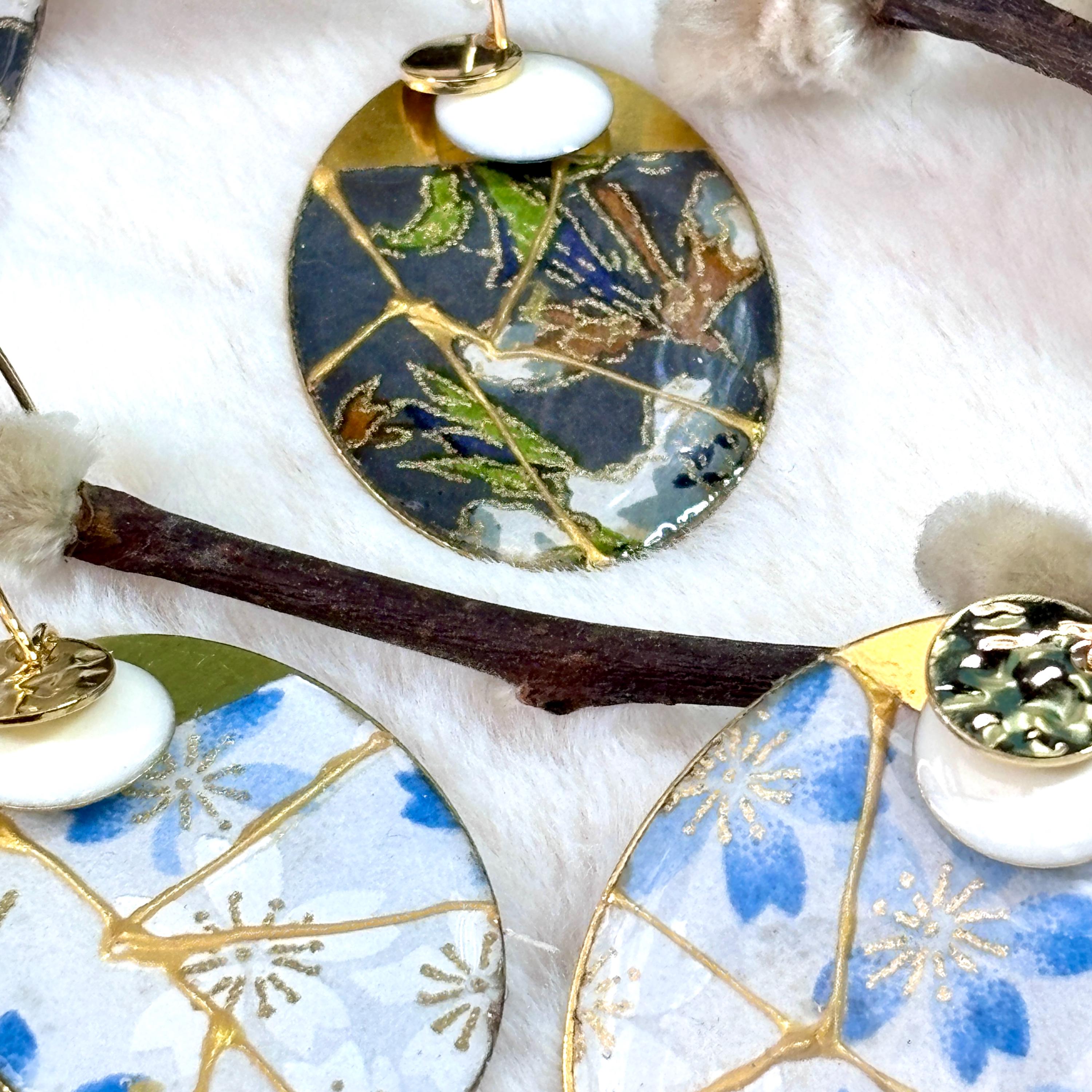 Large Oval Earrings "faux Kintsugi Real Effect" - Etsy