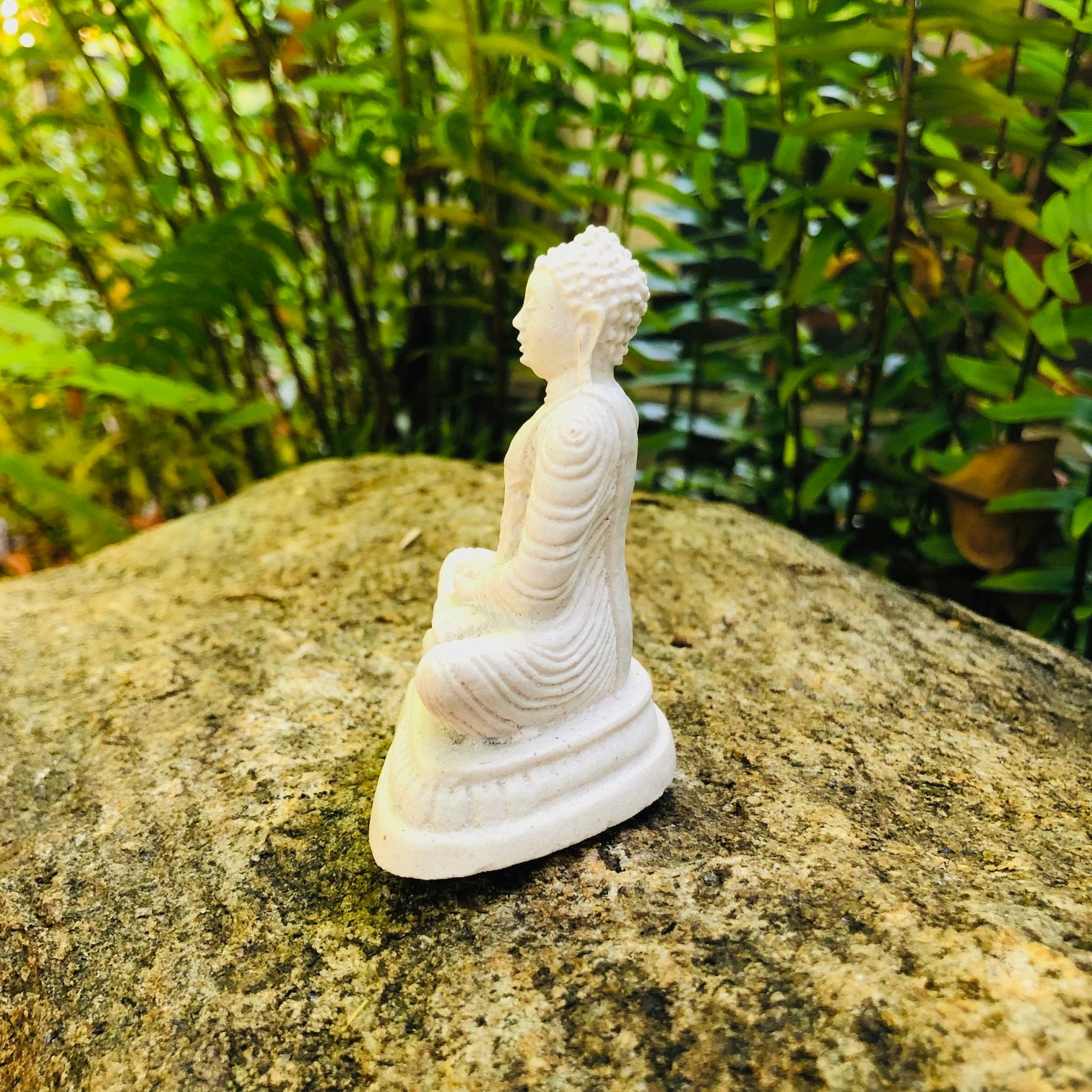 White Buddha Miniature Stone Statue - Handcrafted Spiritual Figurine ...