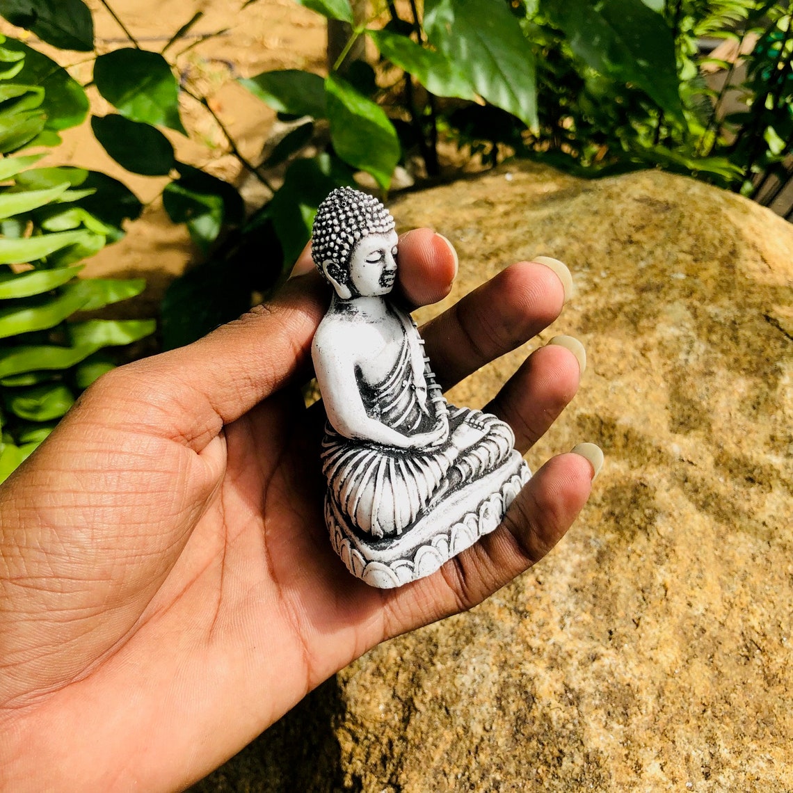 Miniature Stone Buddha Statue Handcrafted Spiritual Figurine for Home ...