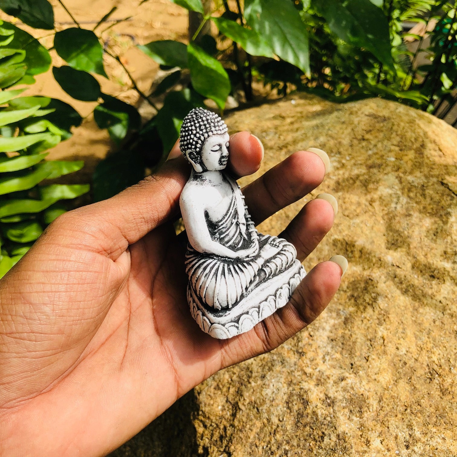 Miniature Stone Buddha Statue - Handcrafted Spiritual Figurine for Home ...