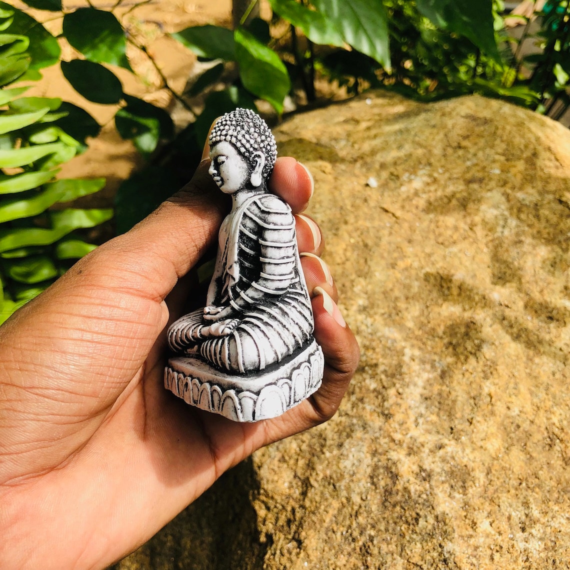 Miniature Stone Buddha Statue Handcrafted Spiritual Figurine for Home ...