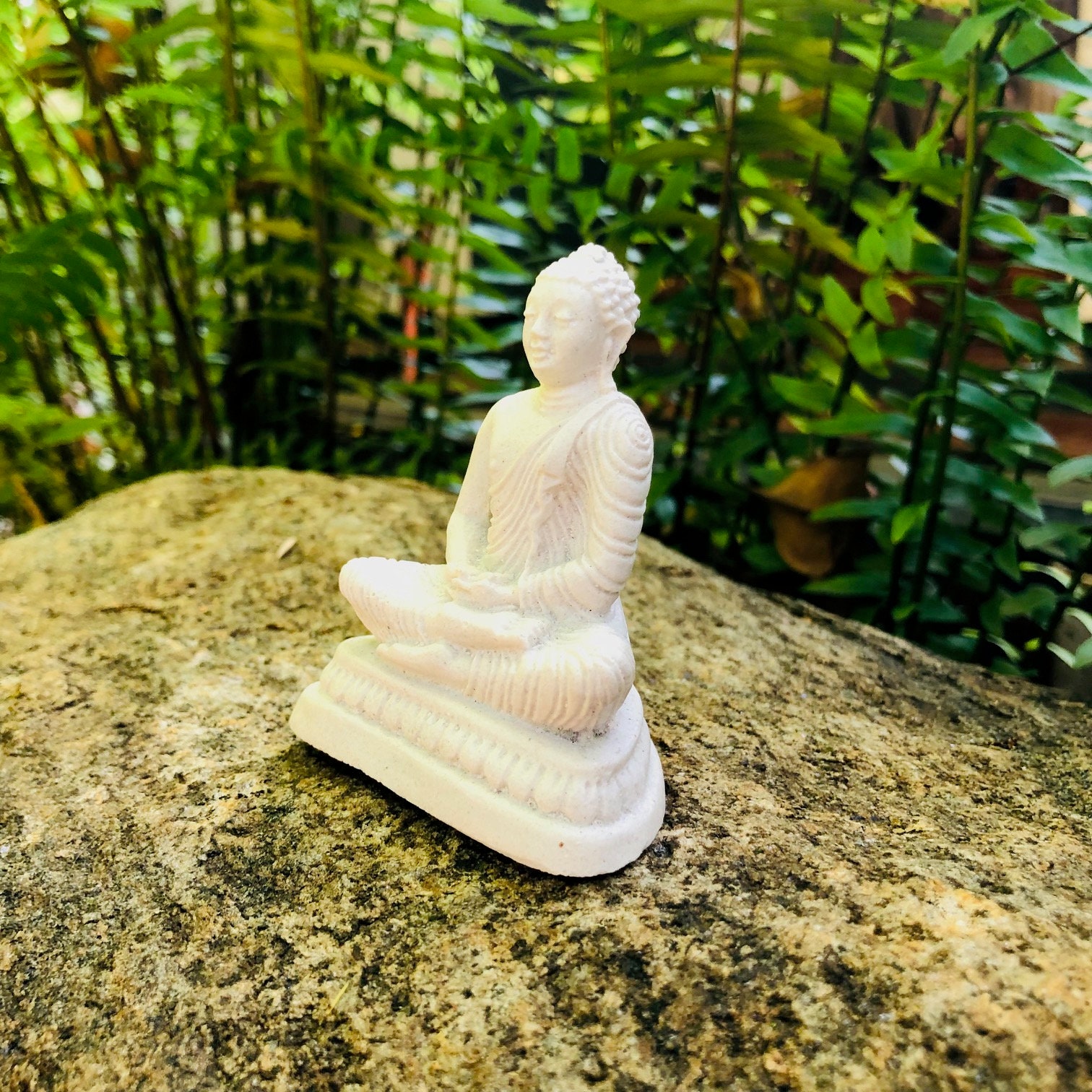 White Buddha Miniature Stone Statue - Handcrafted Spiritual Figurine ...