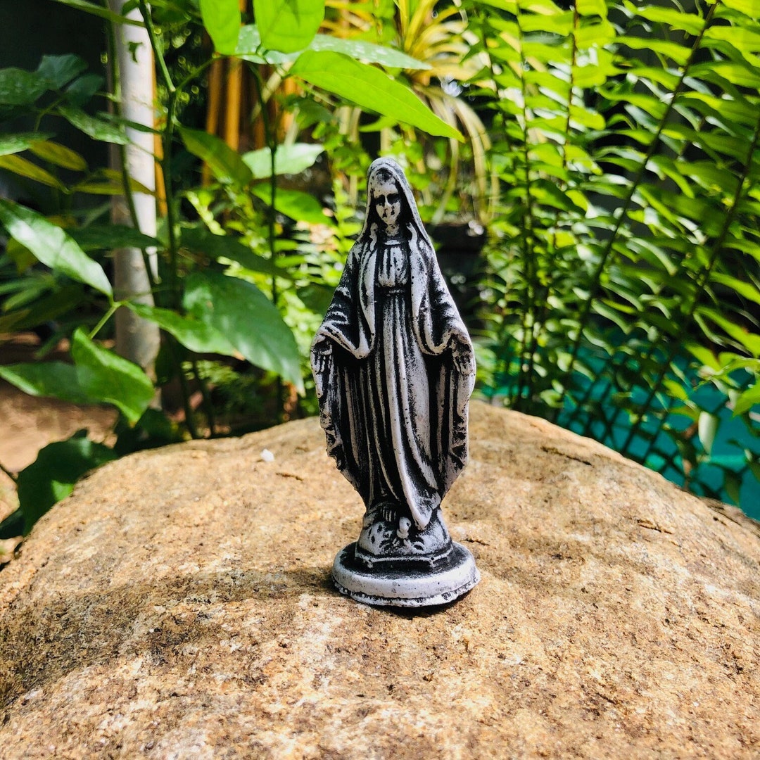 VIRGIN MARY Mini Handcrafted Stone Statue for Home Altar and Spiritual ...