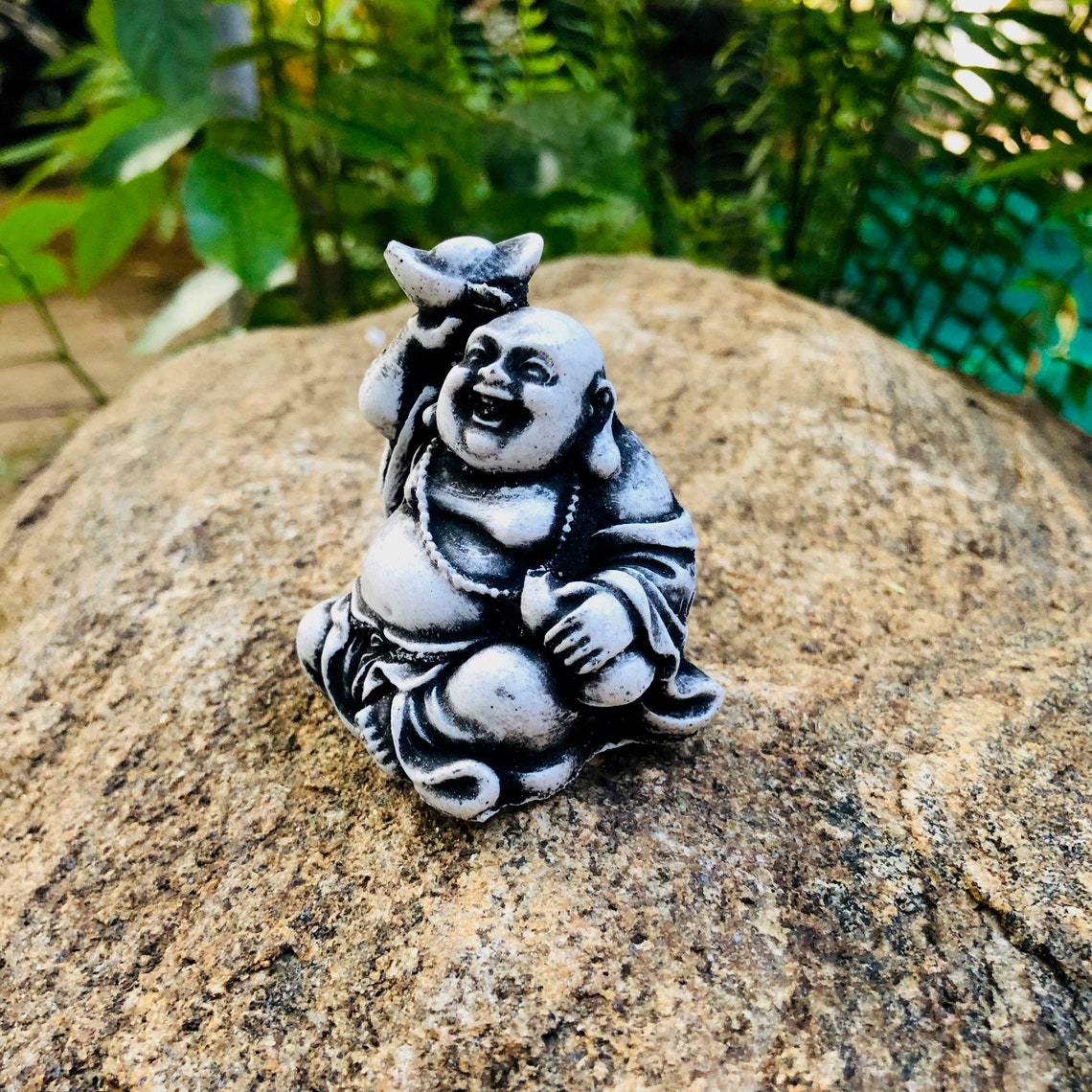 Small Laughing Budha Stone Statue Fengshui Sculpture for Wealth and ...