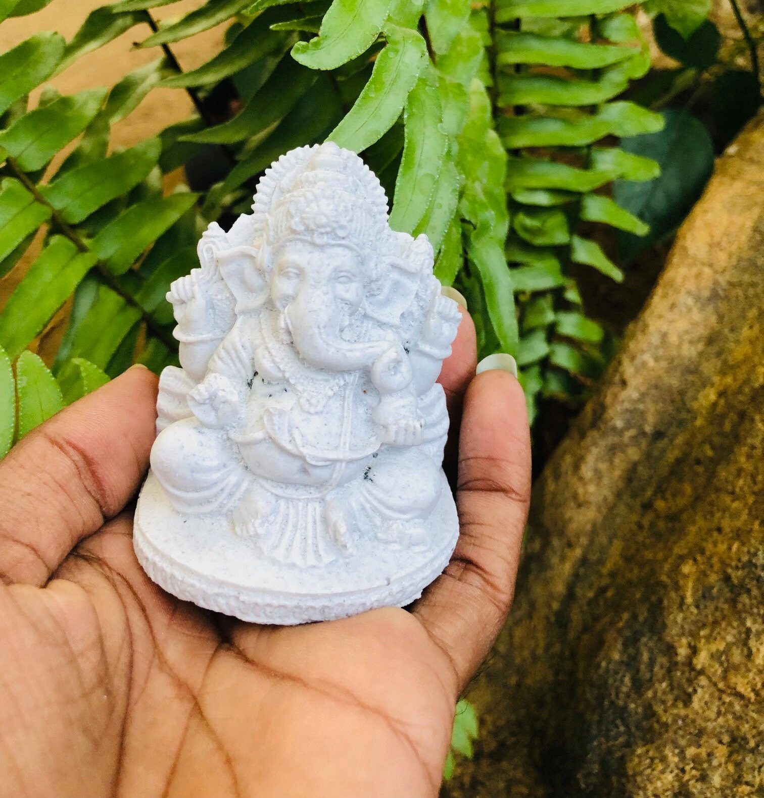 White GANESHA STATUE Small,hindu God Sculpture,indian Origin Ganapathi ...