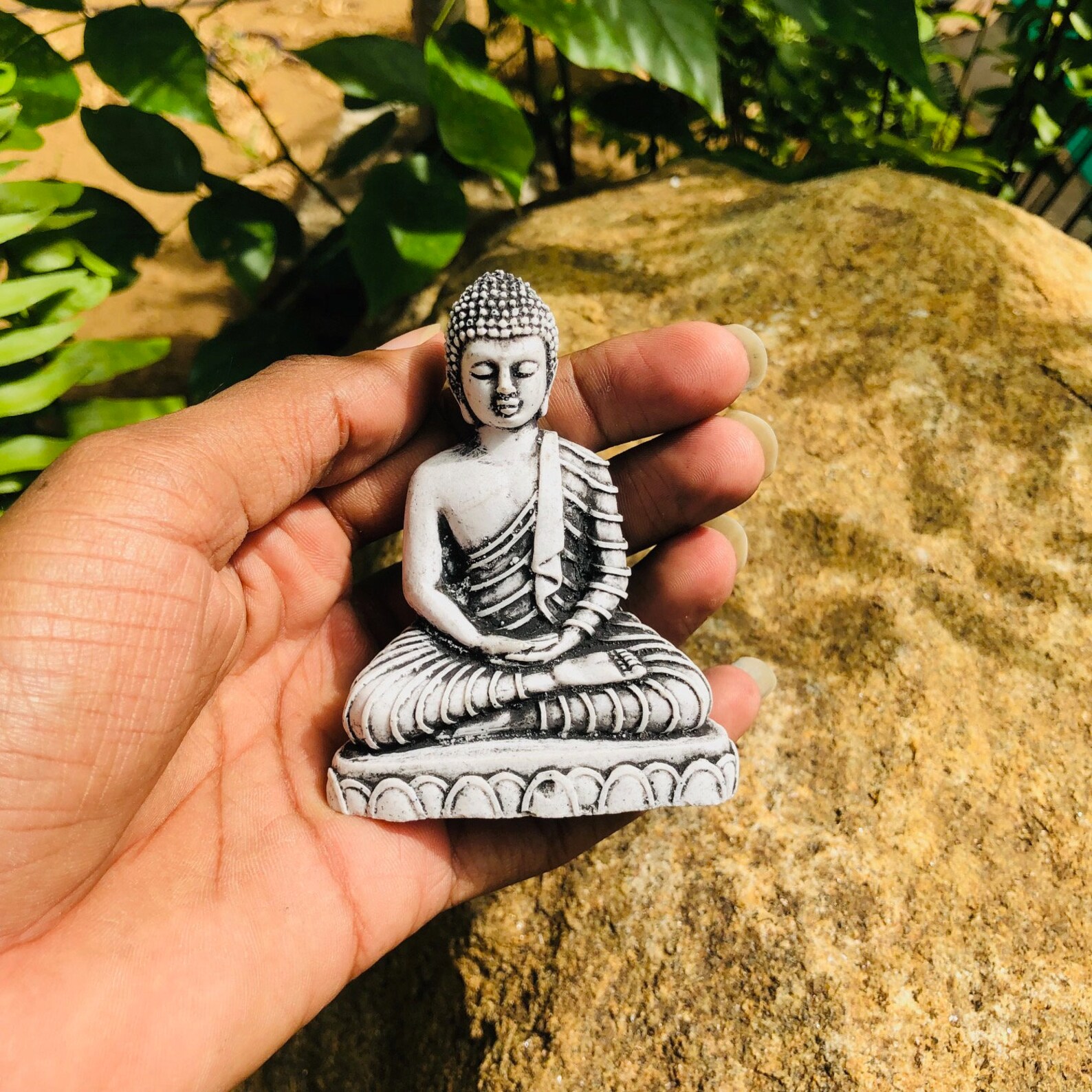 Miniature Stone Buddha Statue - Handcrafted Spiritual Figurine for Home ...