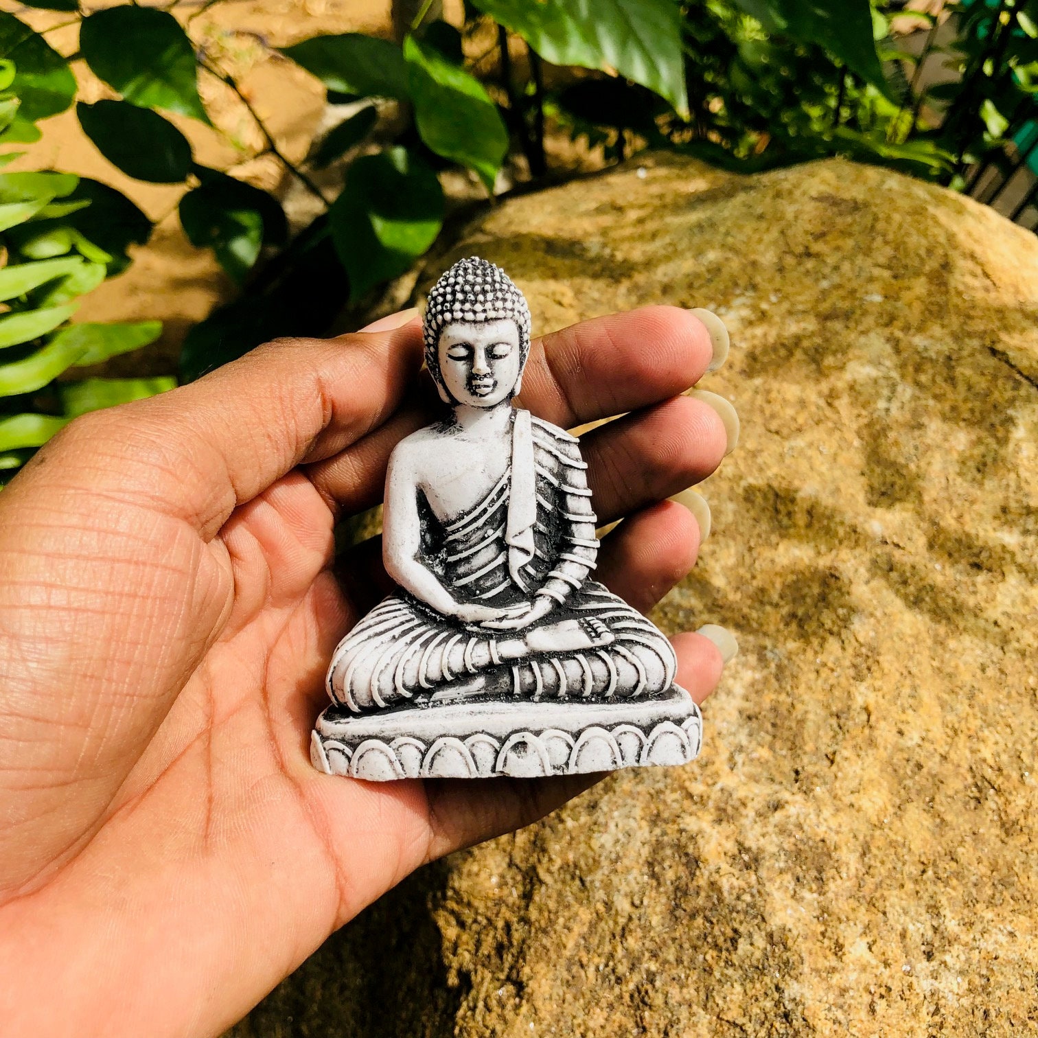 Miniature Stone Buddha Statue - Handcrafted Spiritual Figurine for Home ...