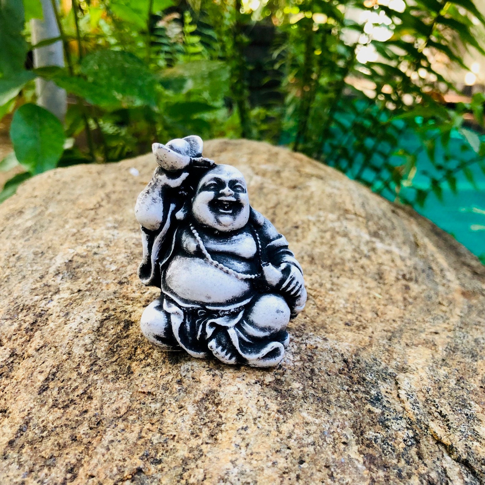 Small Laughing Budha Stone Statue Fengshui Sculpture for Wealth and ...