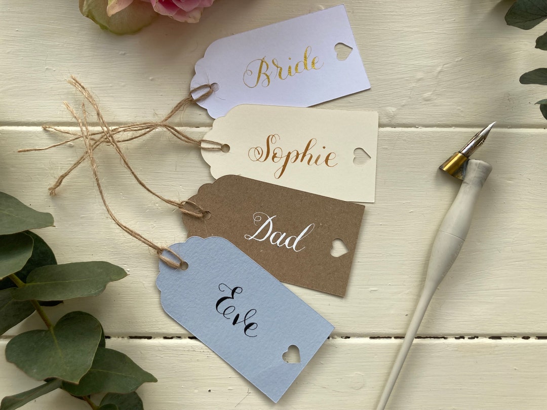Personalised Gift Tags With Heart / Calligraphy Name Tags / Wedding ...