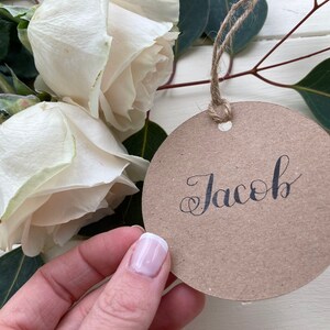 Personalised Round Gift Tags / Handwritten Name Tags / Wedding Favour ...
