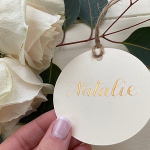 Personalised Round Gift Tags / Handwritten Name Tags / Wedding Favour ...