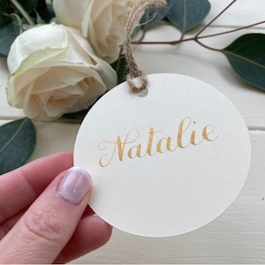 Personalised Round Gift Tags / Handwritten Name Tags / Wedding Favour ...