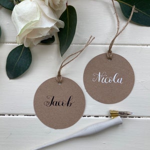 Personalised Round Gift Tags / Handwritten Name Tags / Wedding Favour ...