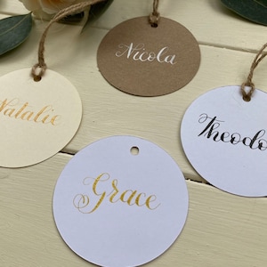 Personalised Round Gift Tags / Handwritten Name Tags / Wedding Favour ...