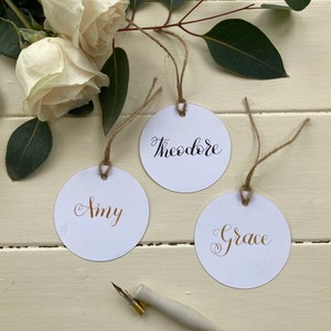 Personalised Round Gift Tags / Handwritten Name Tags / Wedding Favour ...