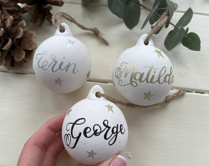 Personalised Calligraphy Bauble | Ceramic Bauble | Name Bauble ...