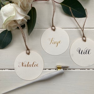 Personalised Round Gift Tags / Handwritten Name Tags / Wedding Favour ...