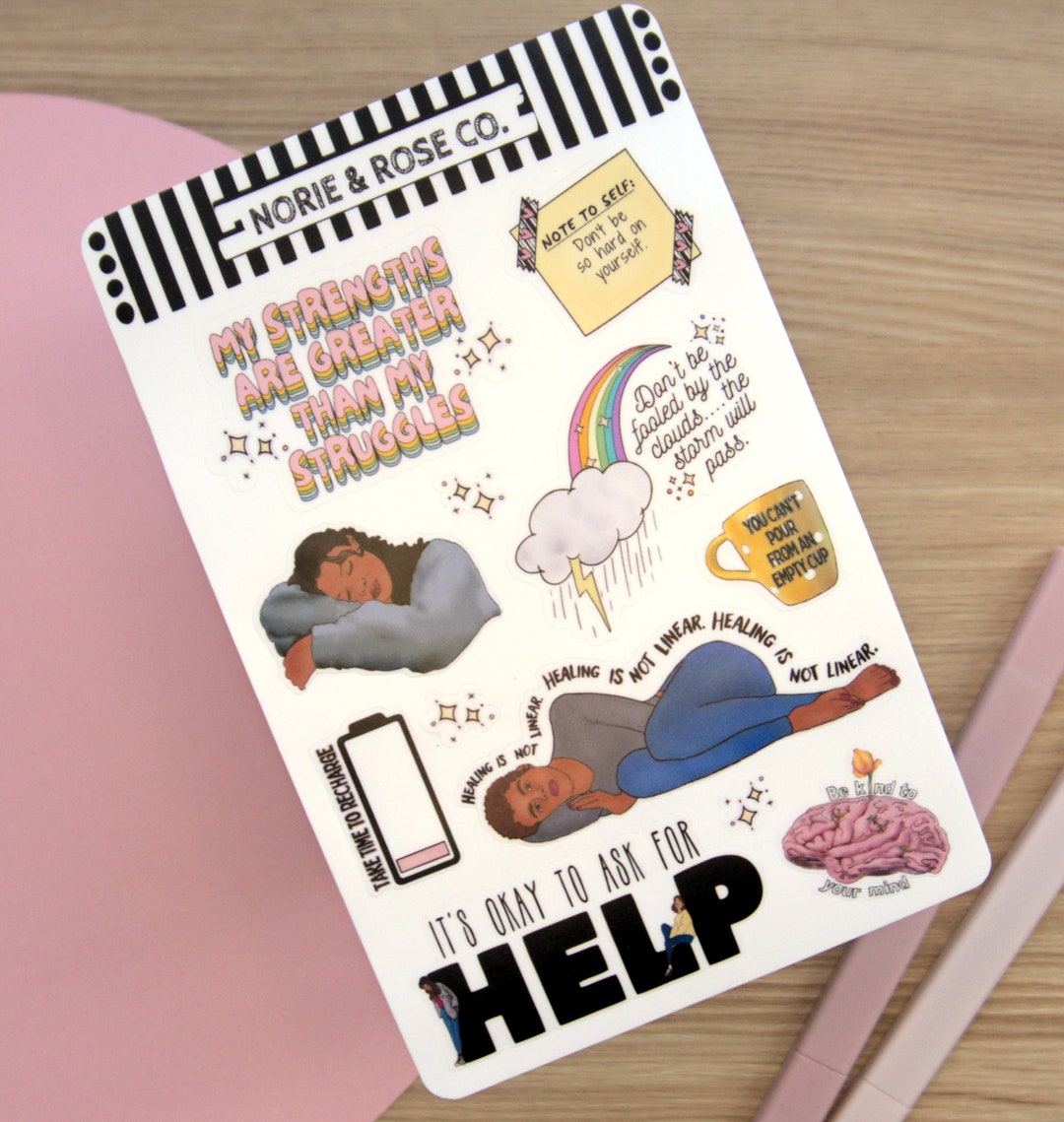 Norie & Rose Co./ Woman's Mental Health Wellness Sticker Sheet ...