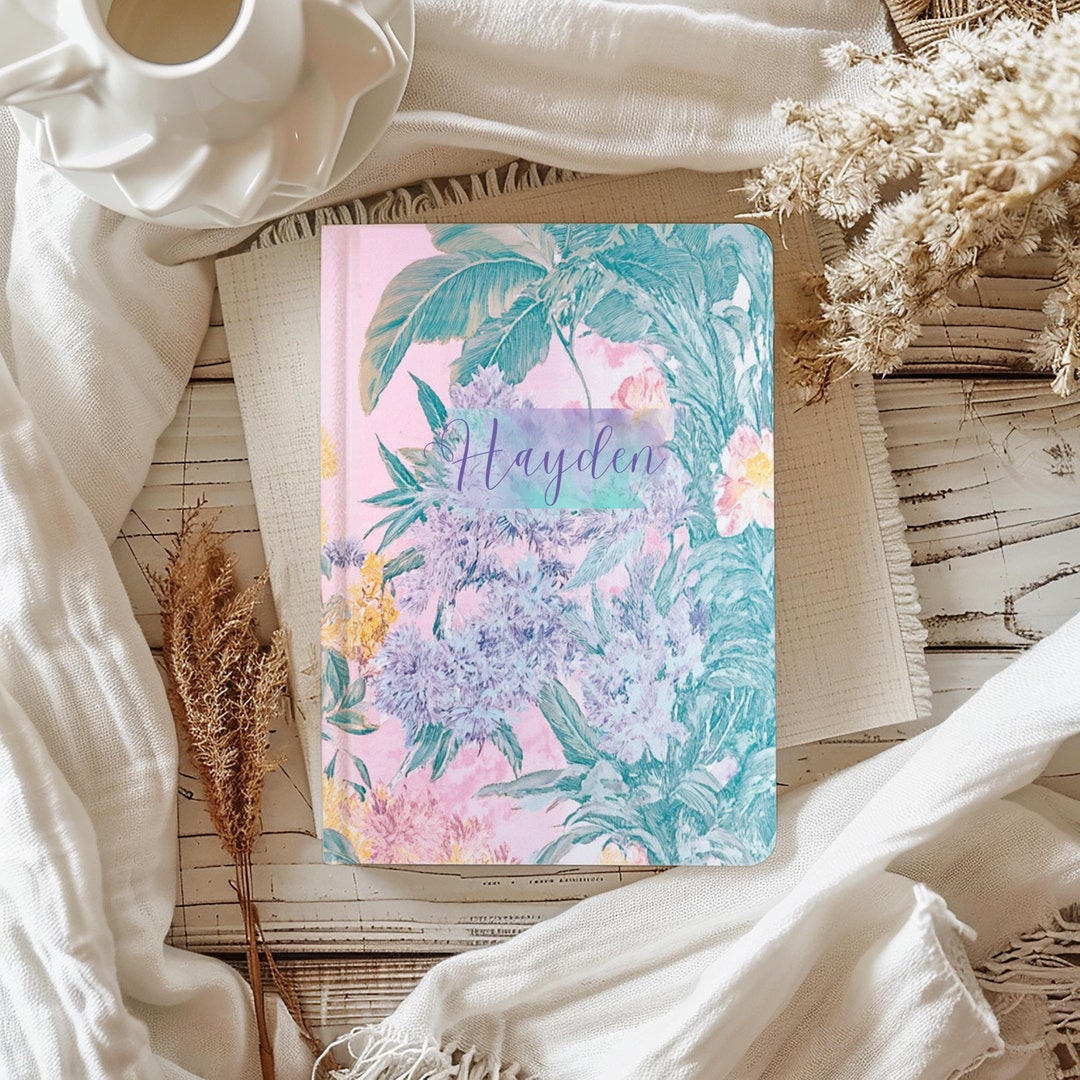 Pastel Colored Tropical Oasis Personalized Hardcover Notebook Gift for ...