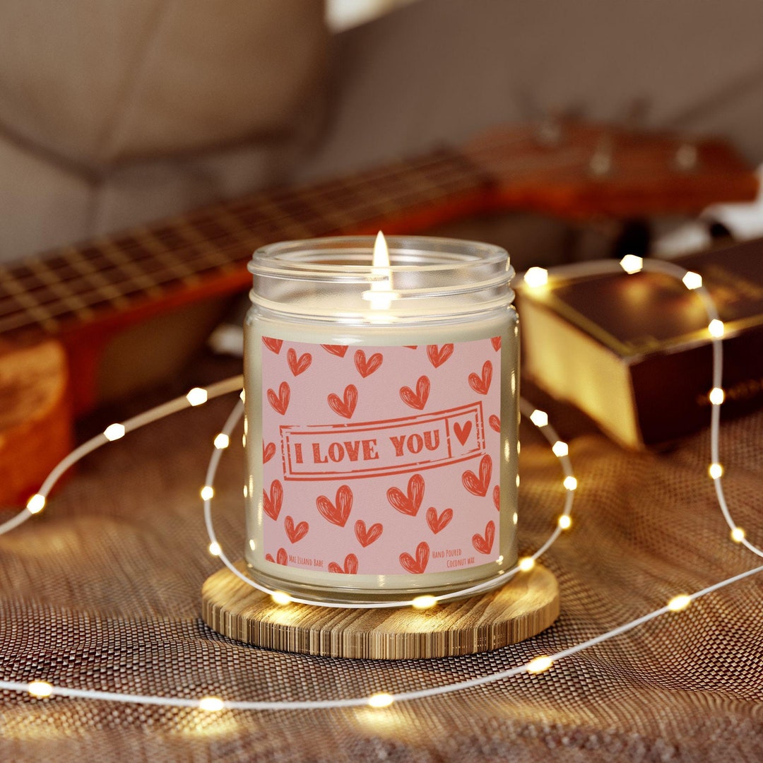 I Love You Pink and Red Heart Valentines Day Coconut Wax Candle ...