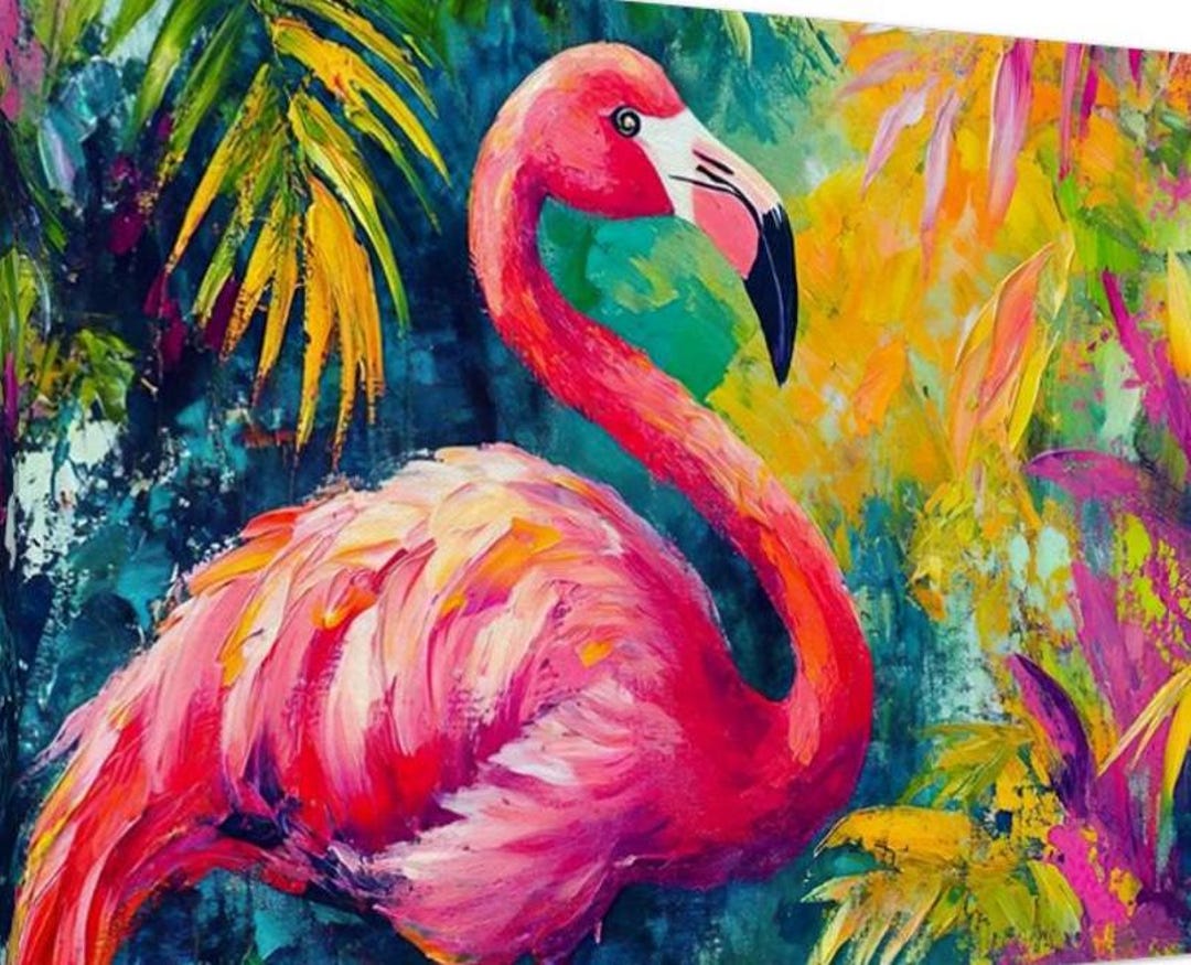 Lush Tropical Flamingo Art Abstract Home Décor Paradise Canvas Tropical ...